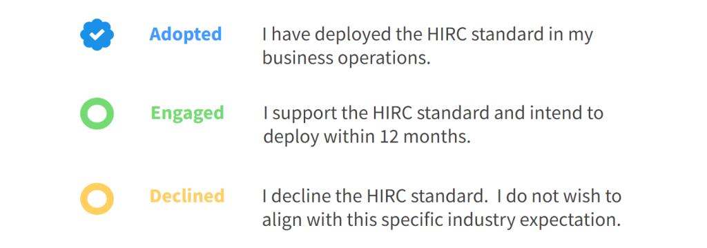 Standards Adoption - HIRC